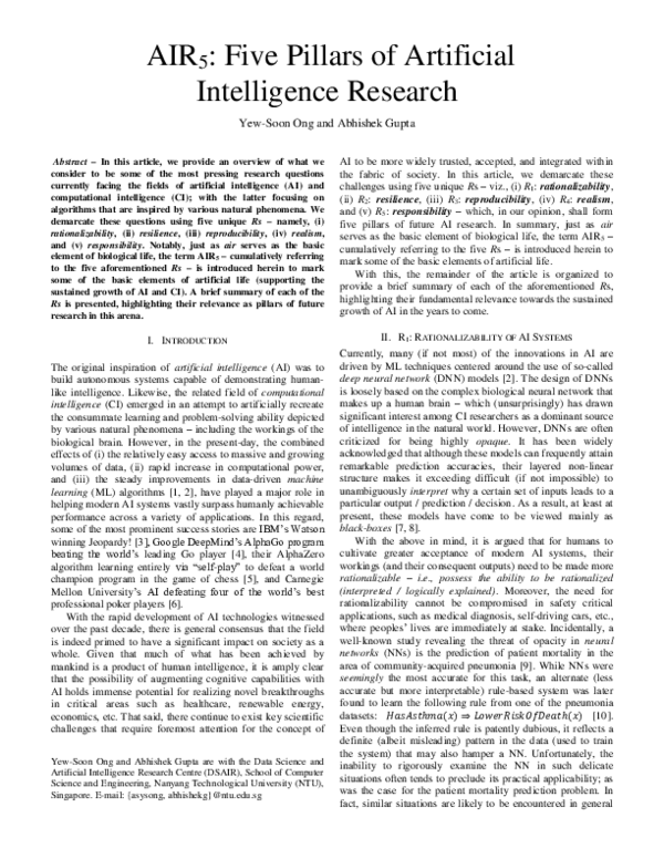 (PDF) AIR5: Five Pillars of Artificial Intelligence Research