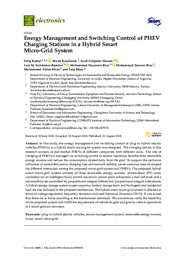 (PDF) Energy Management and Switching Control of PHEV Charging Stations in a Hybrid Smart Micro ...