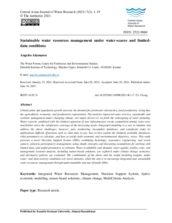 (PDF) Sustainable water resources management under water-scarce and ...