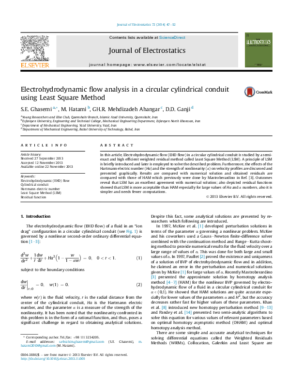 (PDF) Electrohydrodynamic flow analysis in a circular cylindrical ...