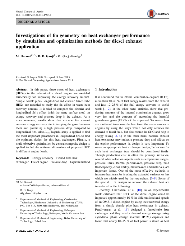 (PDF) Investigations of fin geometry on heat exchanger performance by simulation and ...