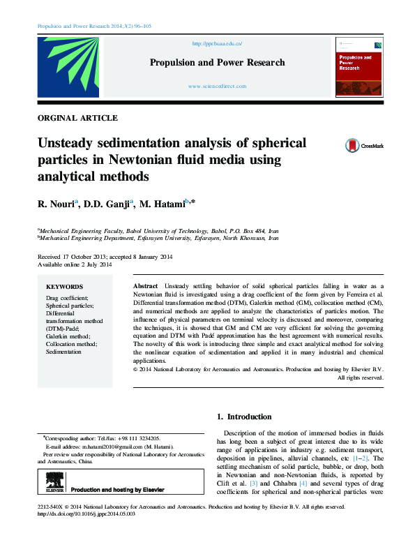 (PDF) Unsteady sedimentation analysis of spherical particles in Newtonian fluid media using ...