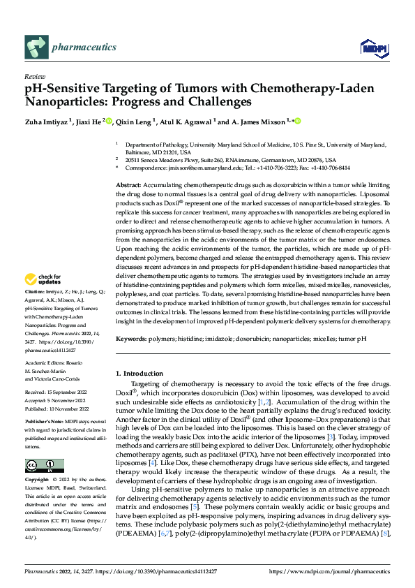 (PDF) pH-Sensitive Targeting of Tumors with Chemotherapy-Laden Nanoparticles: Progress and ...