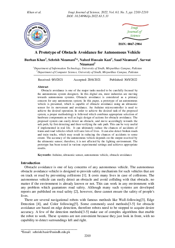 Pdf A Prototype Of Obstacle Avoidance For Autonomous Vehicle