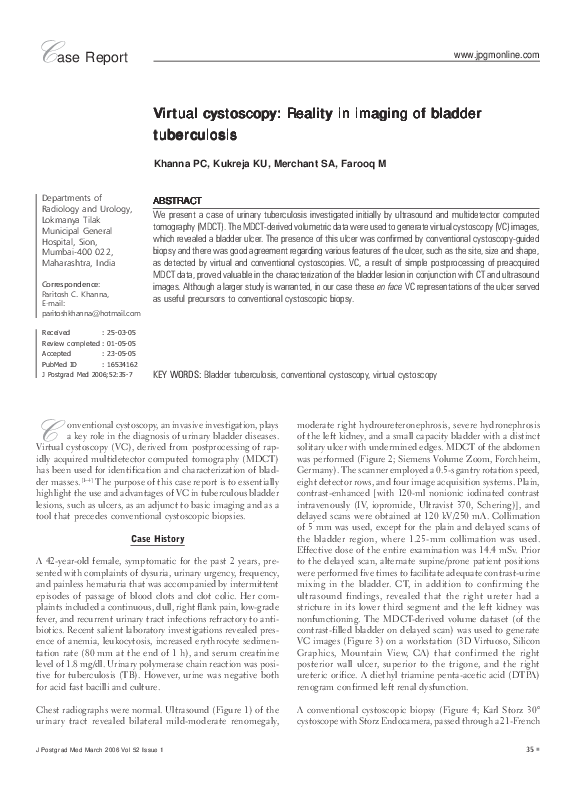 (PDF) Virtual cystoscopy: reality in imaging of bladder tuberculosis ...