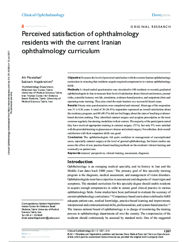 (PDF) Perceived satisfaction of ophthalmology residents with the ...