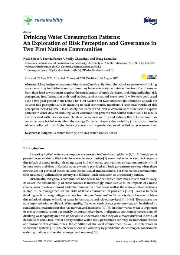(PDF) Drinking Water Consumption Patterns: An Exploration of Risk ...