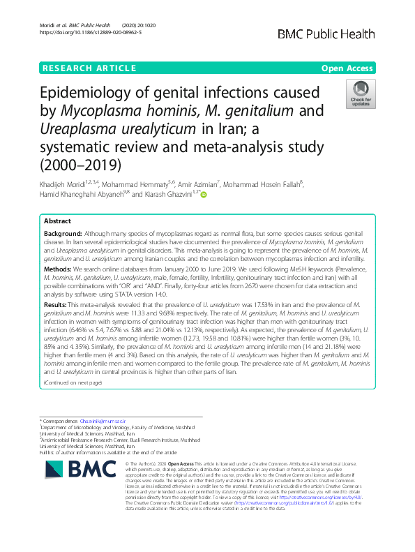 (PDF) Epidemiology of genital infections caused by Mycoplasma hominis ...
