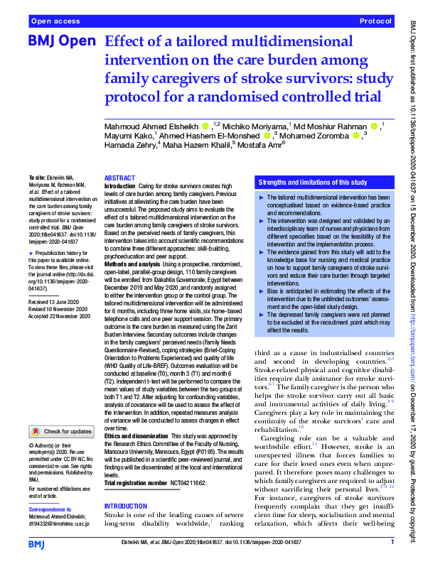 (PDF) Effect of a tailored multidimensional intervention on the care ...