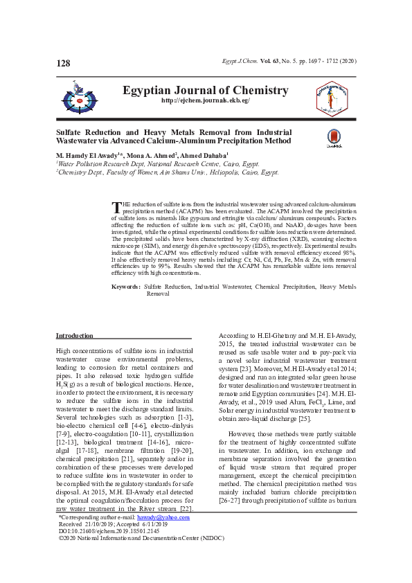 (PDF) Sulfate Reduction and Heavy Metals Removal from Industrial ...