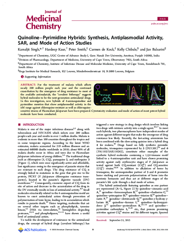 (PDF) Quinoline–Pyrimidine Hybrids: Synthesis, Antiplasmodial Activity ...