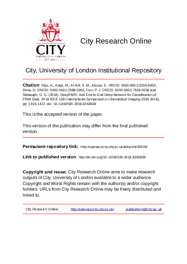 Pdf Deep Fmri An End To End Deep Network For Classification Of Fmri Data