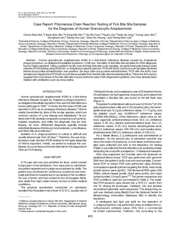 (PDF) Case Report: Polymerase Chain Reaction Testing of Tick Bite Site ...