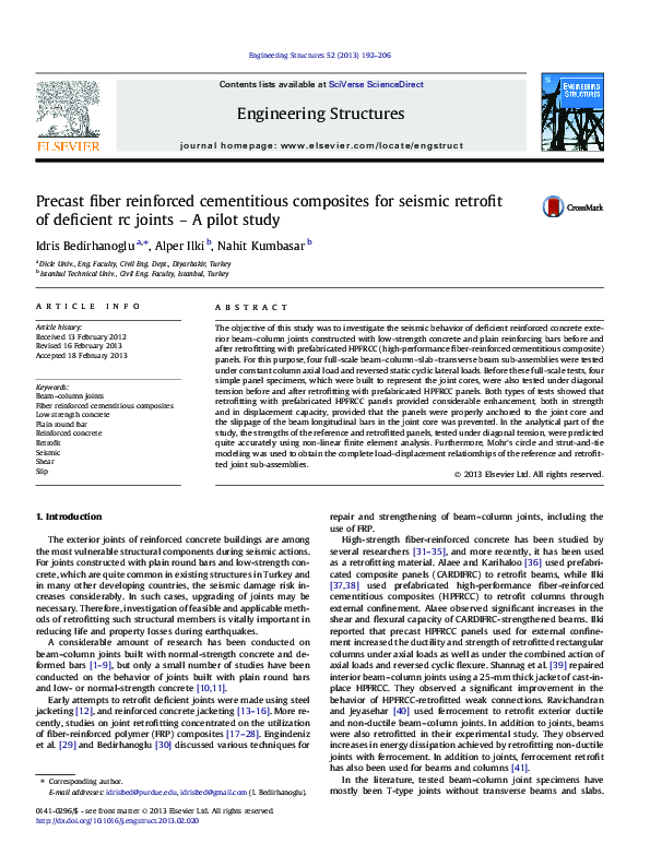 Pdf Precast Fiber Reinforced Cementitious Composites For Seismic Retrofit Of Deficient Rc