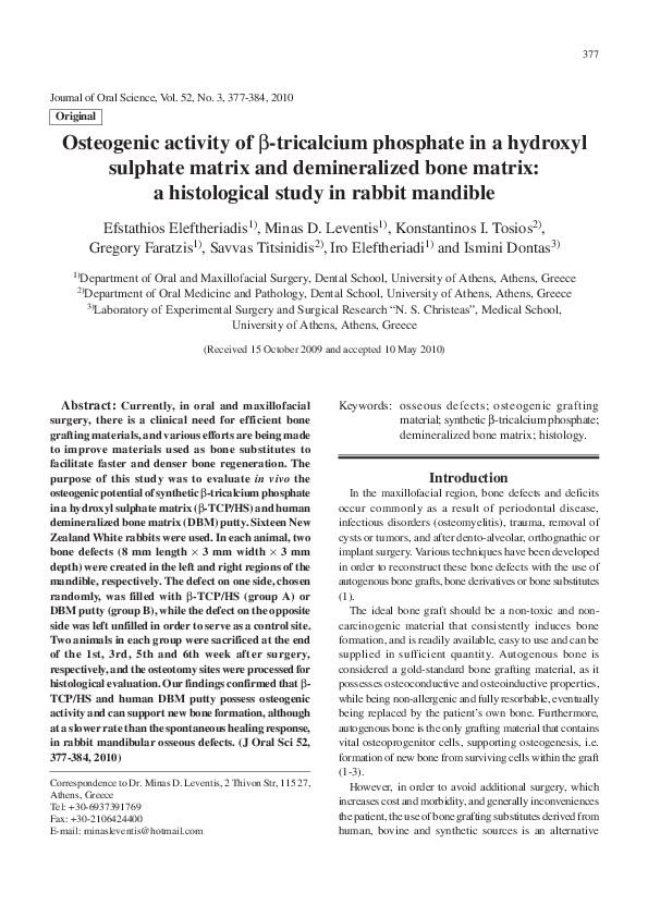 (PDF) Osteogenic activity of β-tricalcium phosphate in a hydroxyl ...