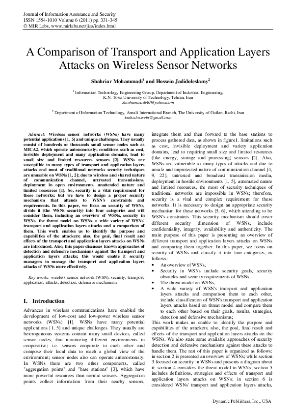 (PDF) A Comparison of Transport and Application Layers Attacks on ...