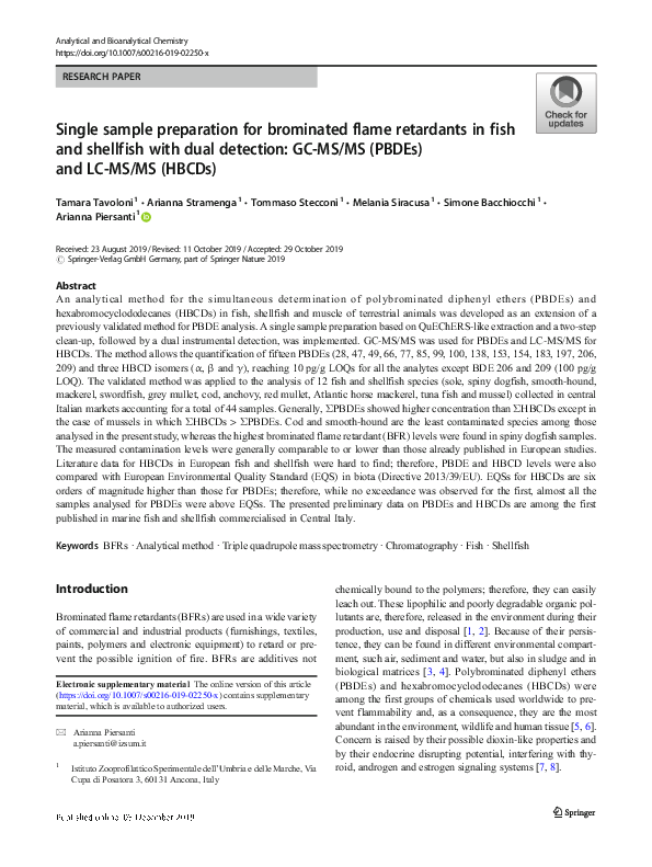 (PDF) Single sample preparation for brominated flame retardants in fish and shellfish with dual ...