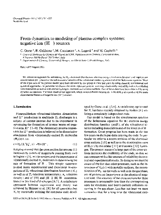 (PDF) From dynamics to modeling of plasma complex systems: negative ion ...