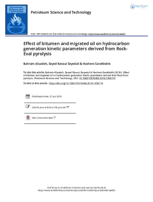 (PDF) Effect of bitumen and migrated oil on hydrocarbon generation ...