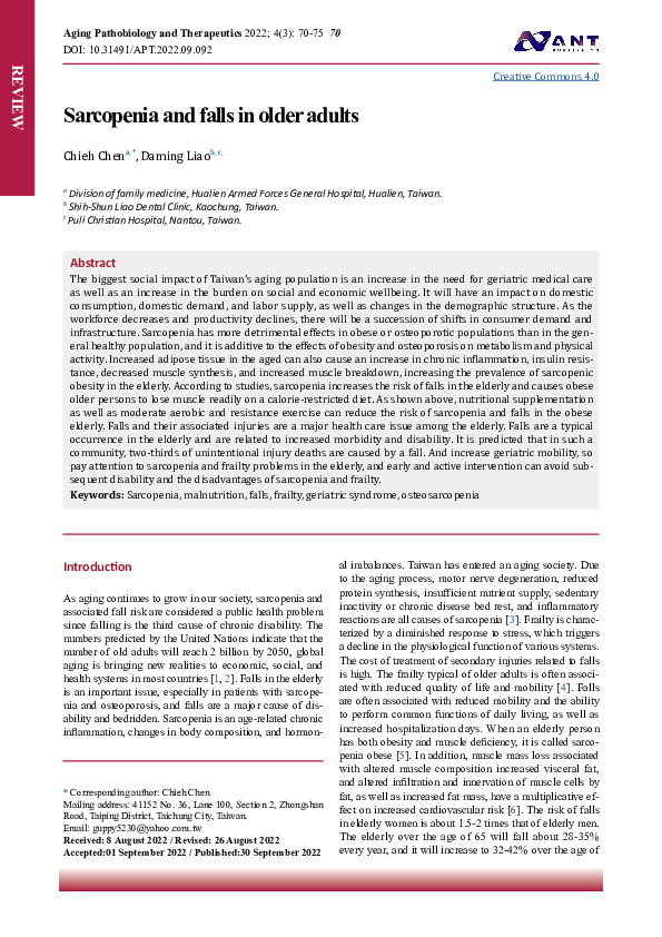 (PDF) Sarcopenia and falls in older adults