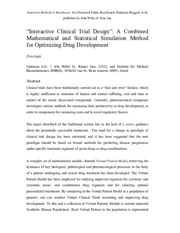 (PDF) Virtual Patient Models for Enhanced Clinical Trial Design
