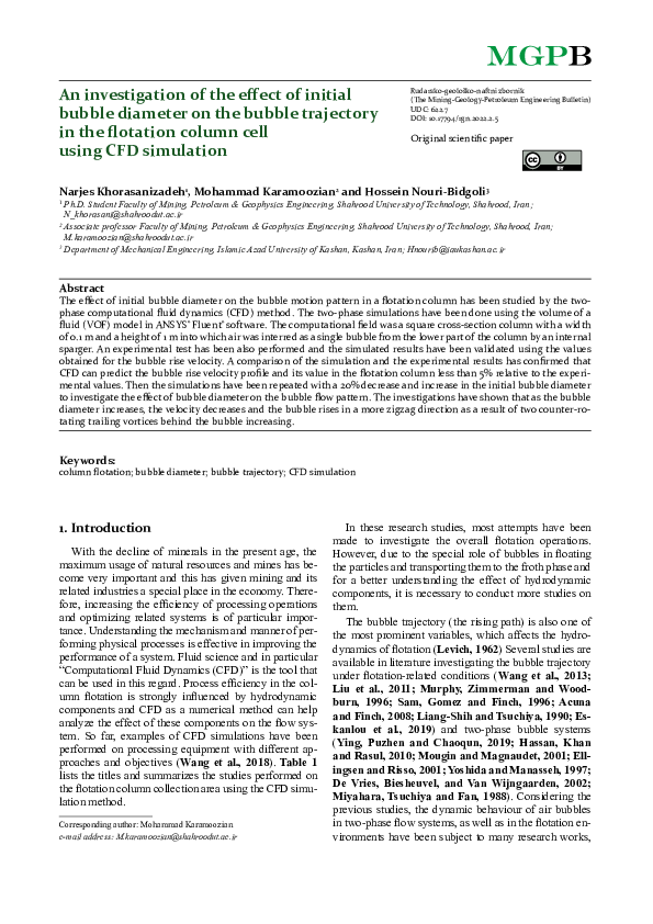 (PDF) An Investigation of the Effect of Initial Bubble Diameter on the Bubble Trajectory in the ...