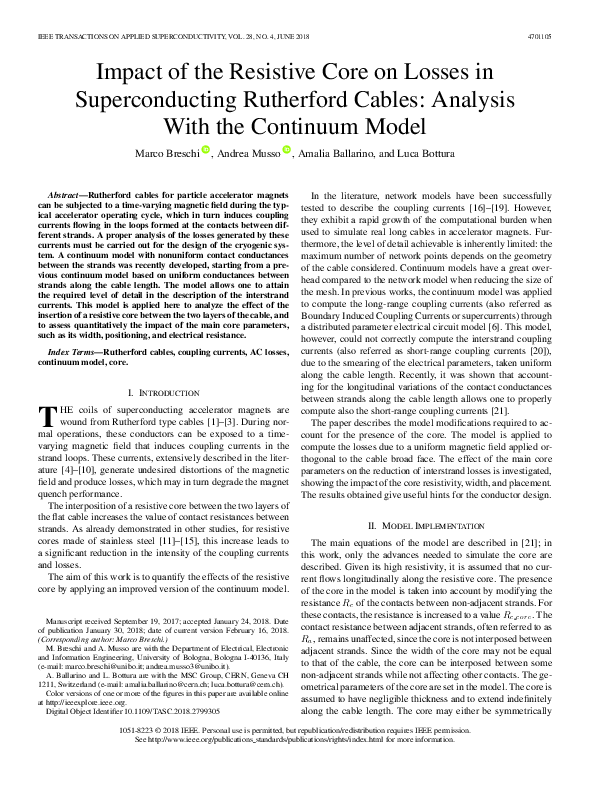 (PDF) Impact of the Resistive Core on Losses in Superconducting ...