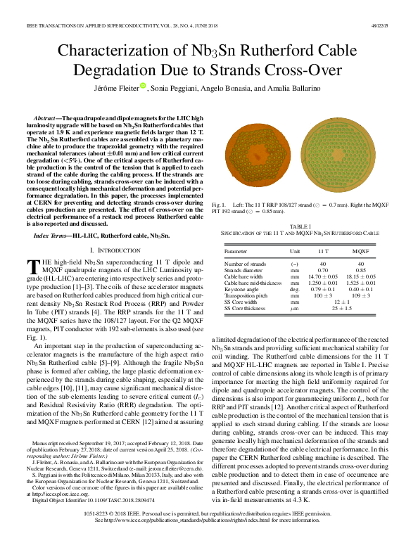 (PDF) Characterization of Nb3Sn Rutherford Cable Degradation Due to ...