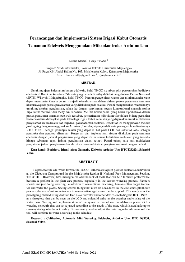 (PDF) Perancangan dan Implementasi Sistem Irigasi Kabut Otomatis ...