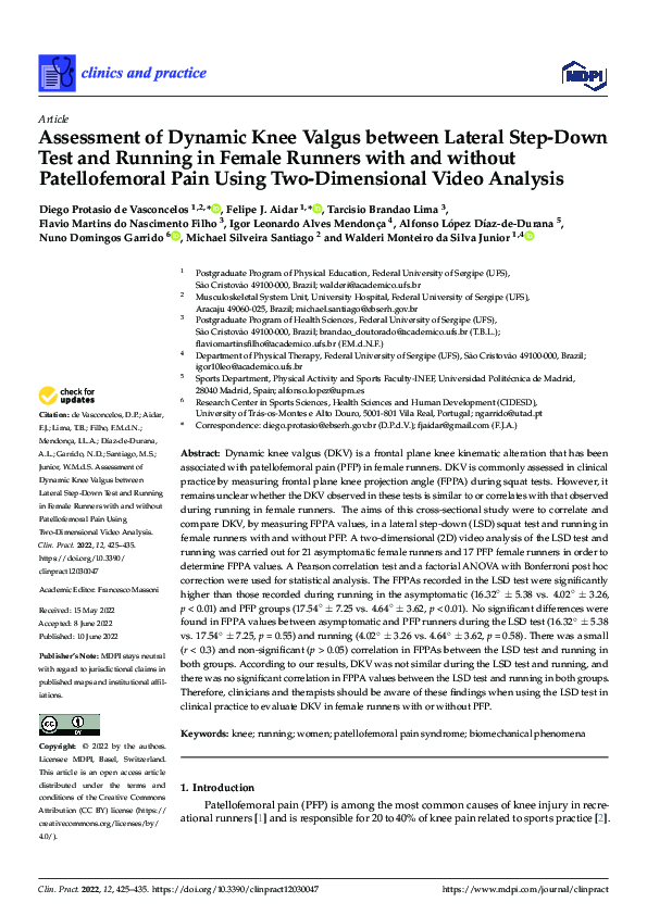 (PDF) Assessment of Dynamic Knee Valgus between Lateral Step-Down Test ...