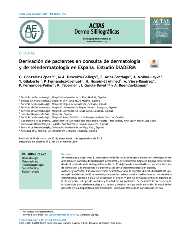 (PDF) Derivación de pacientes en consulta de dermatología y de ...