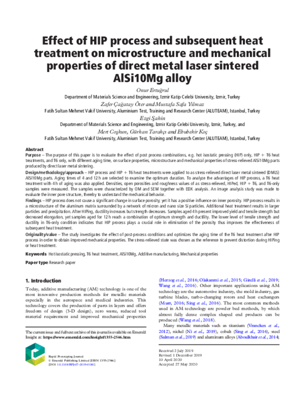 (PDF) Effect of HIP process and subsequent heat treatment on ...