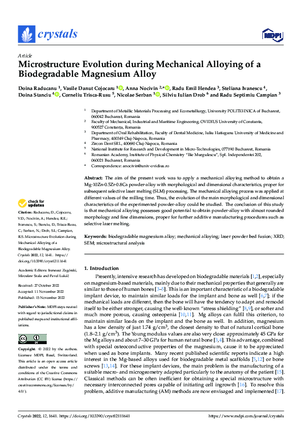 (PDF) Microstructure Evolution during Mechanical Alloying of a ...
