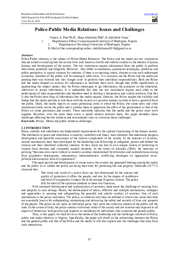 (PDF) Police-Public Media Relations: Issues and Challenges
