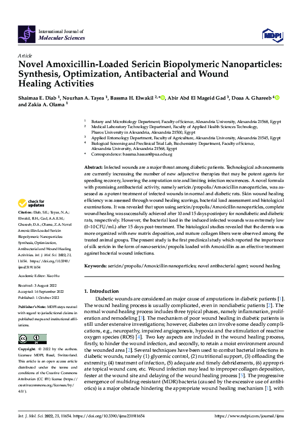 (PDF) Novel Amoxicillin-Loaded Sericin Biopolymeric Nanoparticles: Synthesis, Optimization ...
