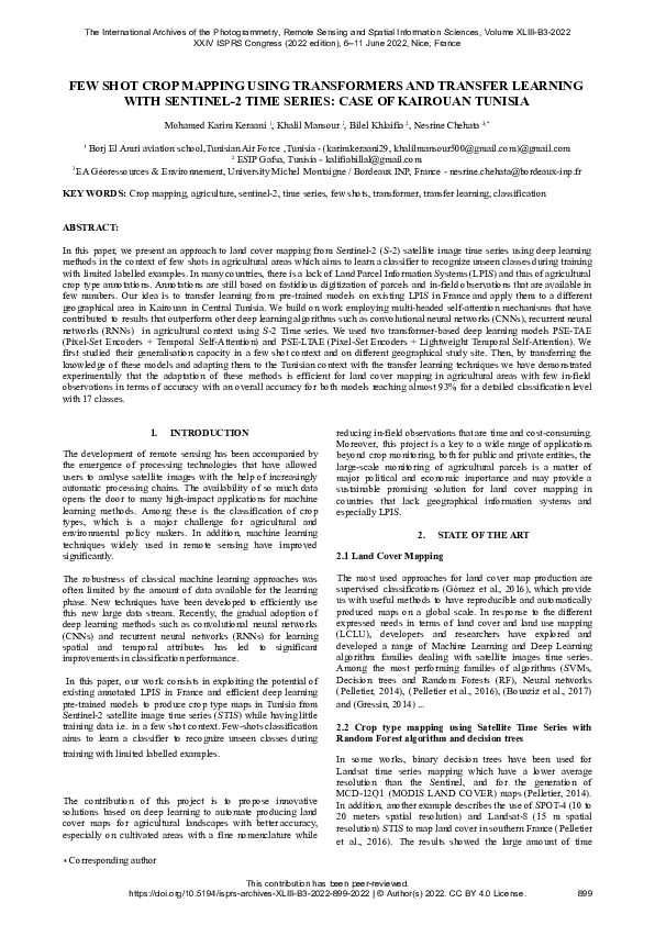 Pdf Few Shot Crop Mapping Using Transformers And Transfer Learning With Sentinel 2 Time Series