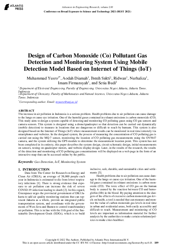 (PDF) Design of Carbon Monoxide (Co) Pollutant Gas Detection and Monitoring System Using Mobile ...