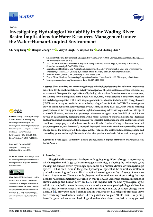(PDF) Investigating Hydrological Variability in the Wuding River Basin ...