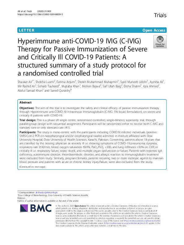 (PDF) Hyperimmune anti-COVID-19 IVIG (C-IVIG) Therapy for Passive ...