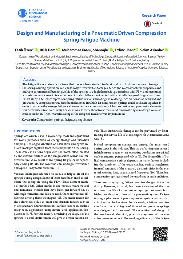 (PDF) Design and Manufacturing of a Pneumatic Driven Compression Spring ...