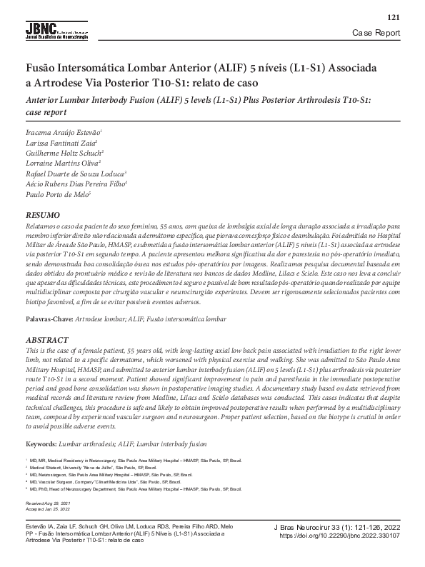 (PDF) Fusão intersomática lombar anterior (ALIF) 5 níveis (L1-S1 ...