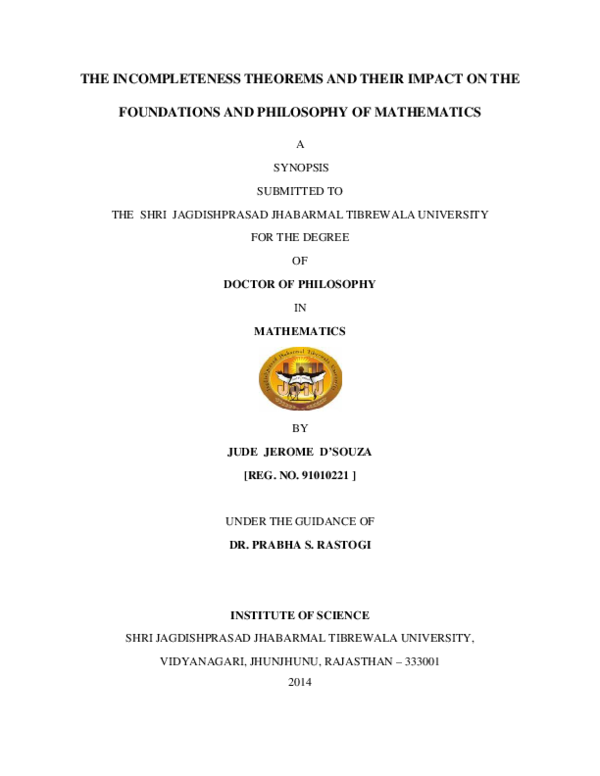 (PDF) The incompleteness theorems and their impact on the Foundations ...