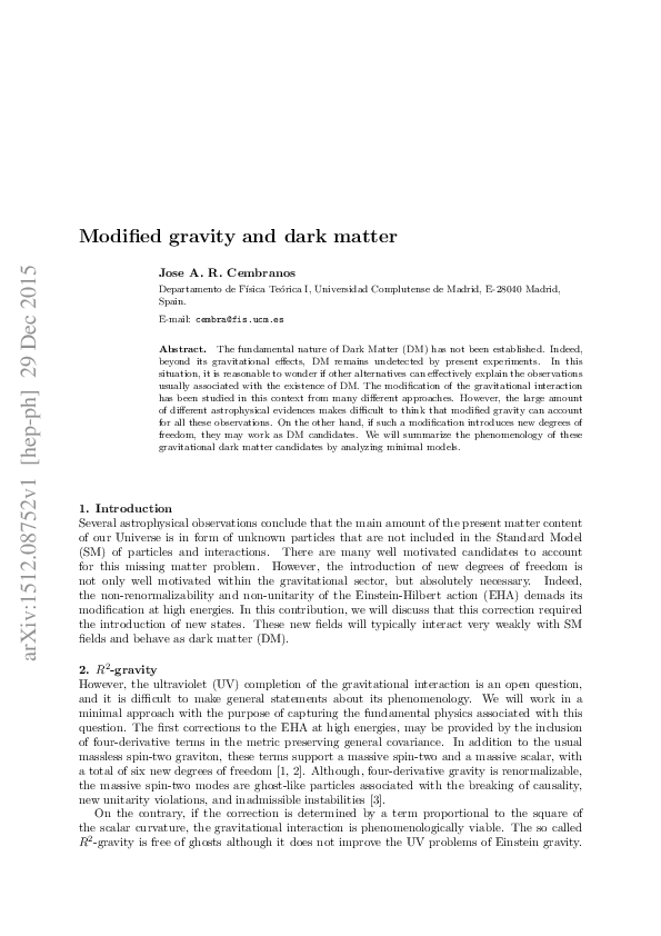 Pdf Modified Gravity And Dark Matter