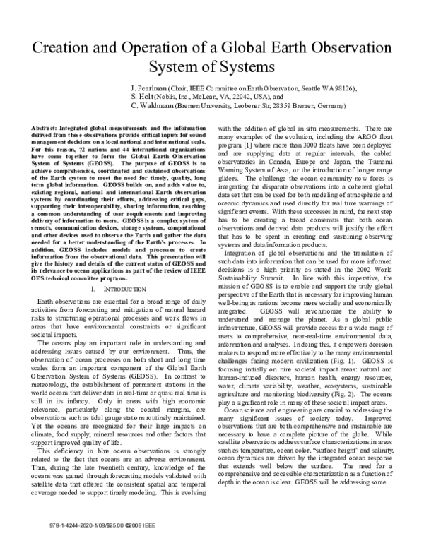 (PDF) Creation and operation of a global earth observation system of ...