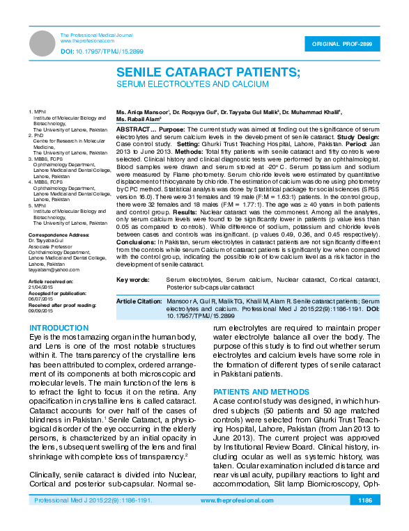 (PDF) Senile Cataract Patients