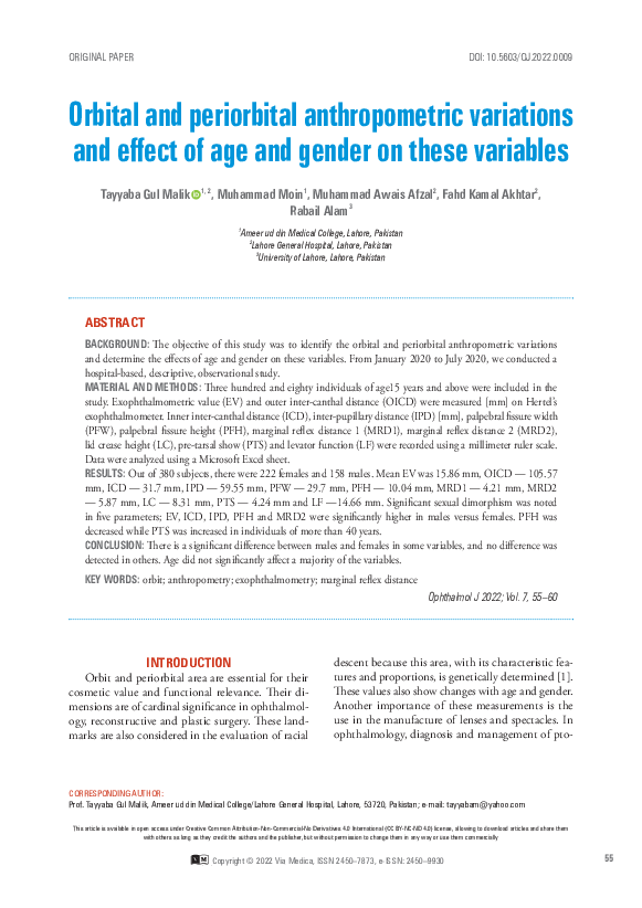 (PDF) Orbital and periorbital anthropometric variations and effect of age and gender on these ...