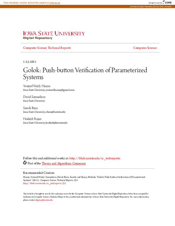 (PDF) Golok: Push-button Verification of Parameterized Systems