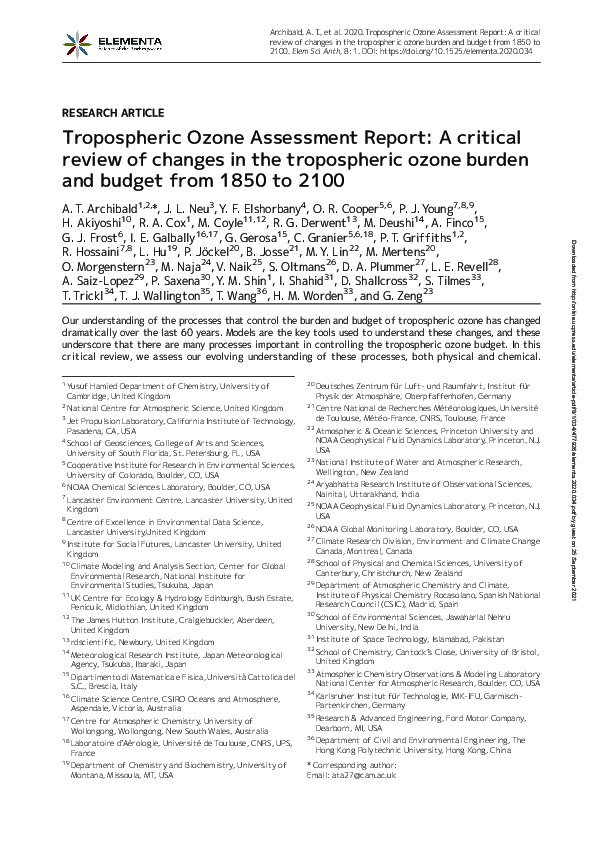 (PDF) Tropospheric Ozone Assessment Report