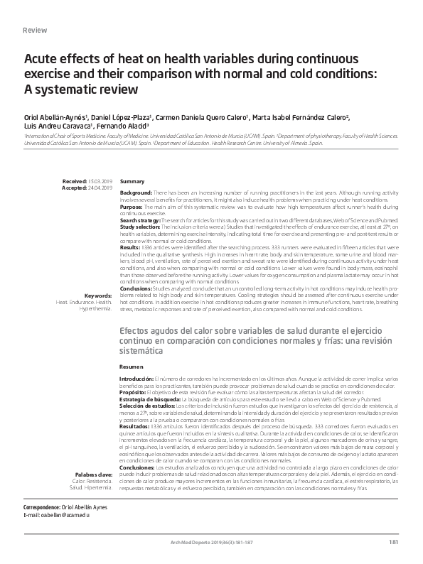 (PDF) Acute effects of heat on health variables during continuous ...