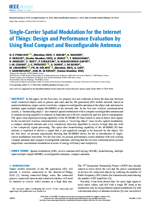 Pdf Single Carrier Spatial Modulation For The Internet Of Things